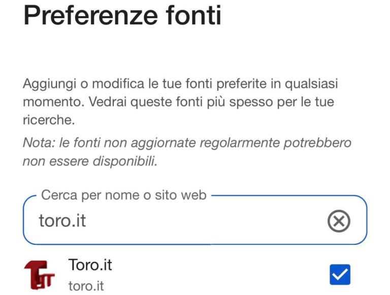 Google “Fonti Preferite”: aggiungi subito Toro.it - Toro.it